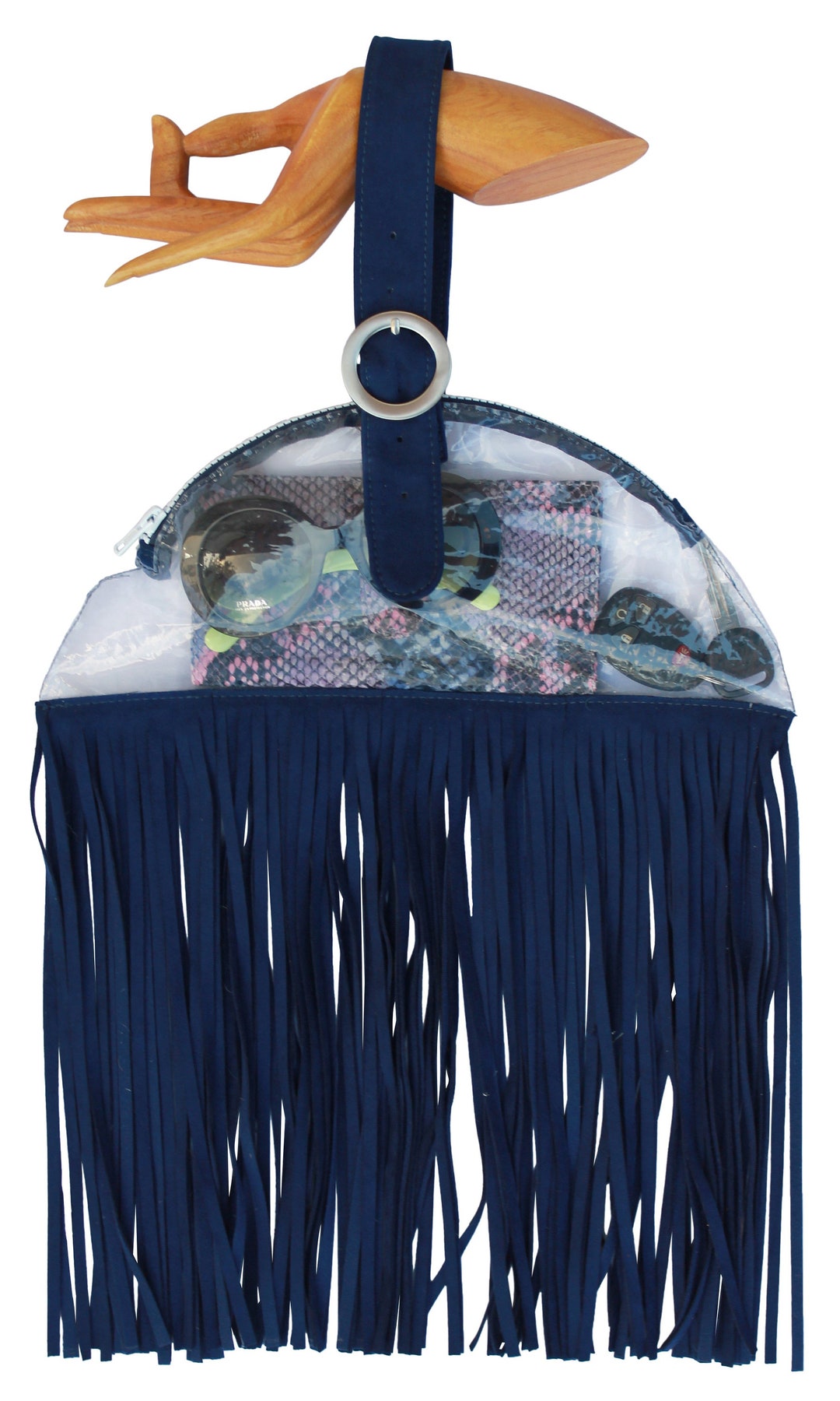 Game Day Bag / Wristlet Stadium Approved Clear Bag / Navy/ Clear ...