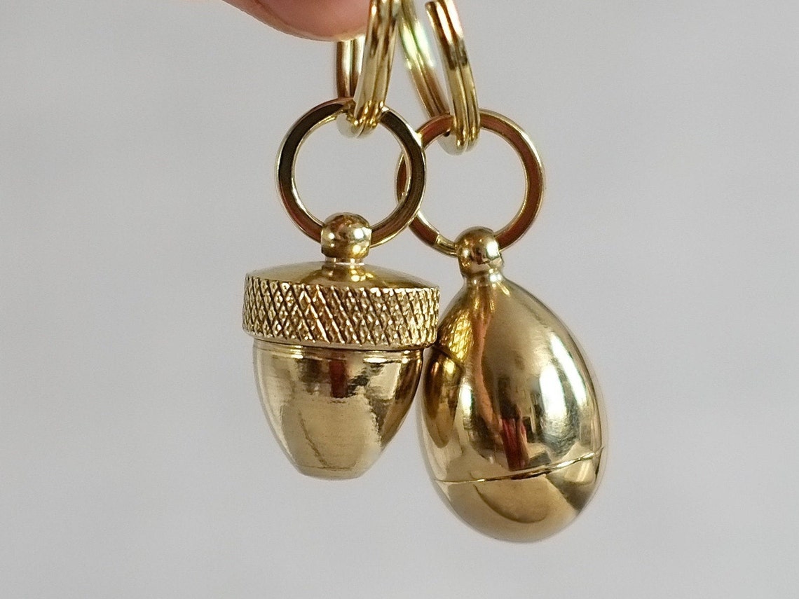 Secret Message Acorn Locket Keyring | Etsy