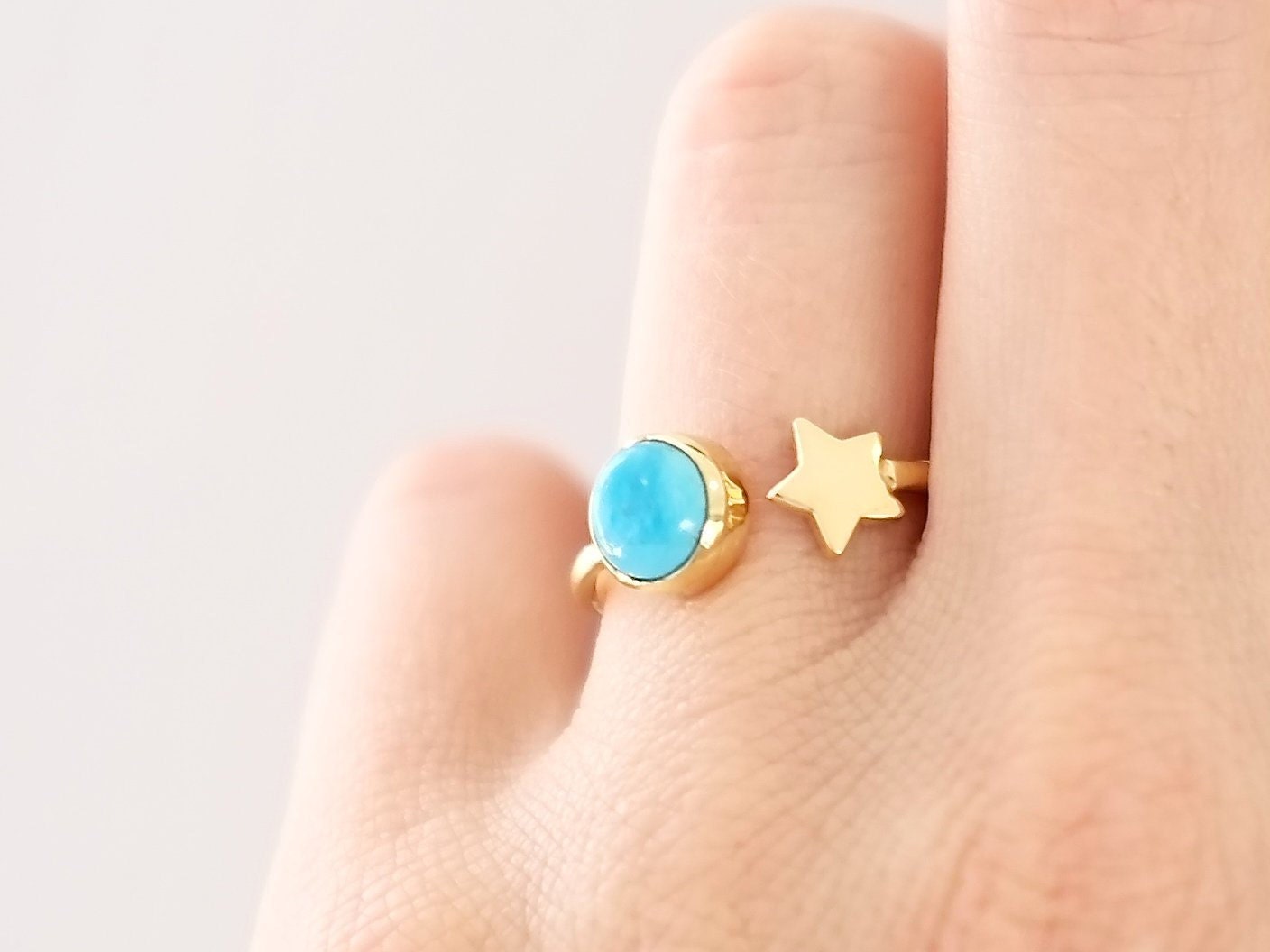Adjustable Gold Star and Birthstone Ring