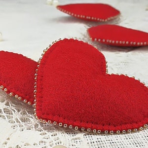 Red Heart Ornament Felt Heart Decoration Christmas Felt Decor ...