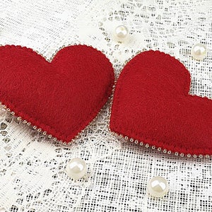 Red Heart Ornament Felt Heart Decoration Christmas Felt Decor ...