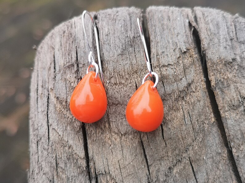 Orange Teardrop Earrings Glass Drop Earrings - Etsy