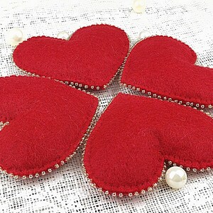 Red Heart Ornament Felt Heart Decoration Christmas Felt Decor ...