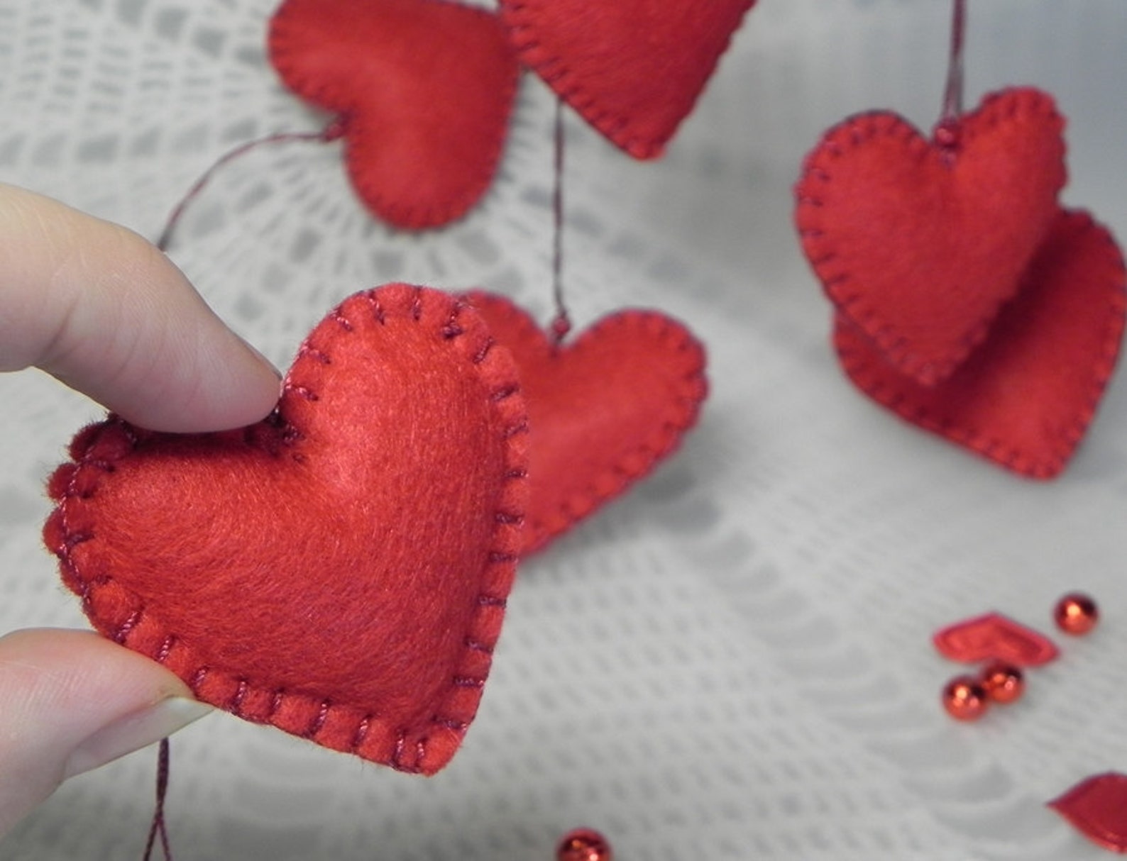 Felt heart ornament red heart Christmas ornament valentines | Etsy