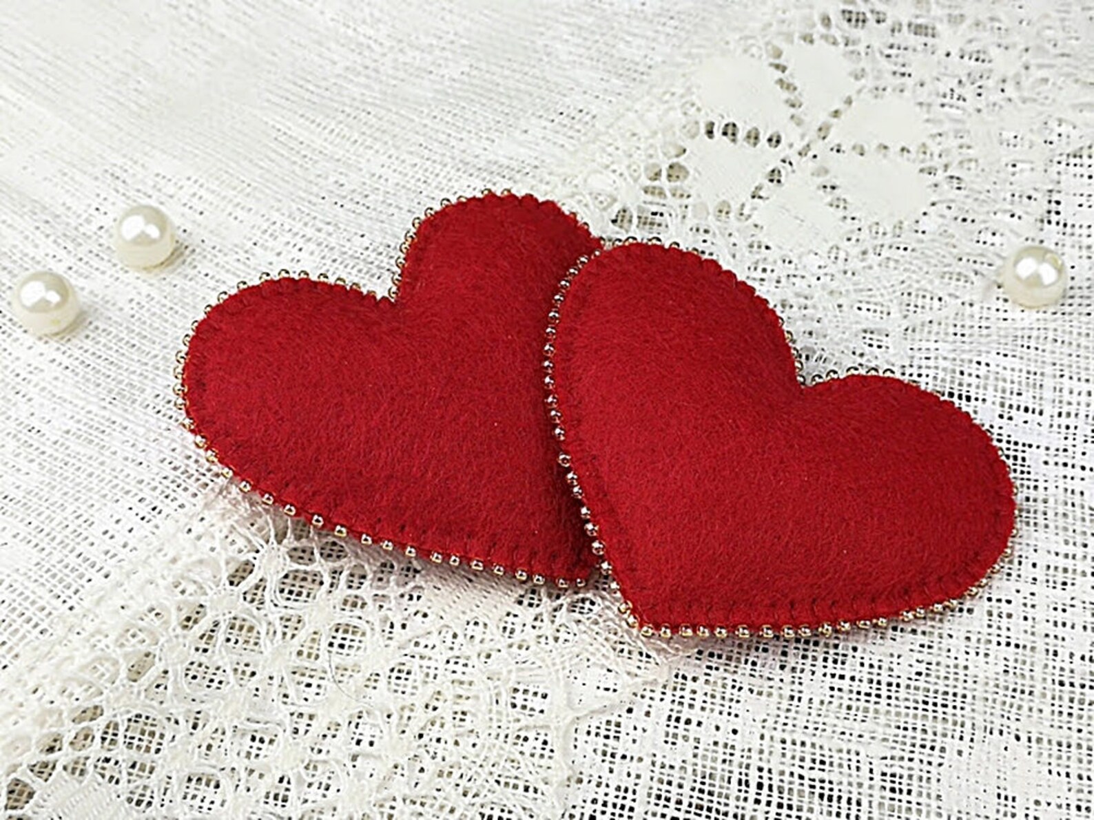 Red Heart Ornament Felt Heart Decoration Christmas Felt Decor | Etsy