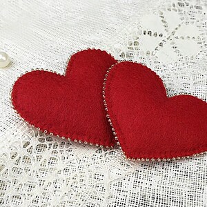 Red Heart Ornament Felt Heart Decoration Christmas Felt Decor ...