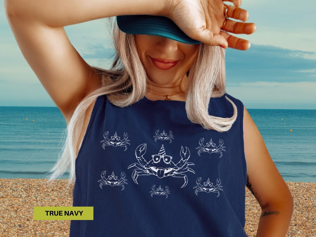 Vintage Ocean Animals Tanktop Crab Shirt Comfort Colors Tank Top Summer ...