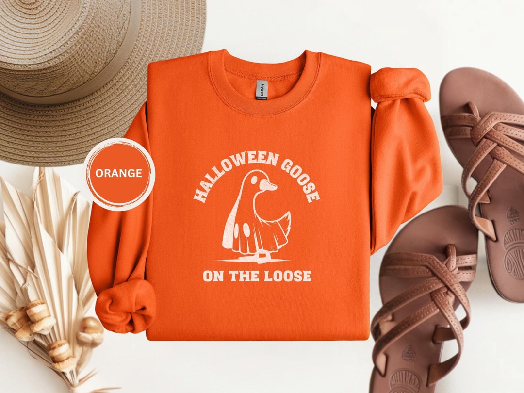 Spooky Ghost Halloween Goose Sweatshirt Silly Goose on the Loose Gender ...