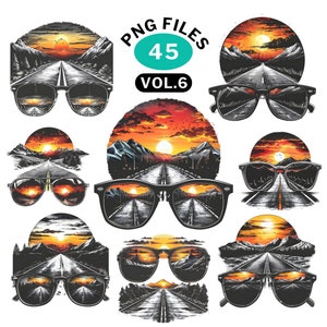 PNG Bundle Sunglasses Clipart, Double Exposure Sunset ROAD Horizon ...