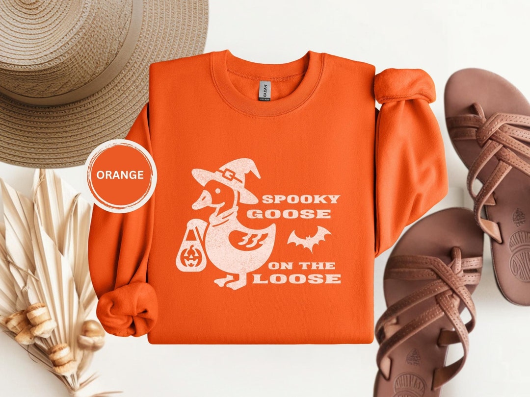 Spooky Halloween Goose Sweatshirt Silly Goose on the Loose Sweatshirt ...