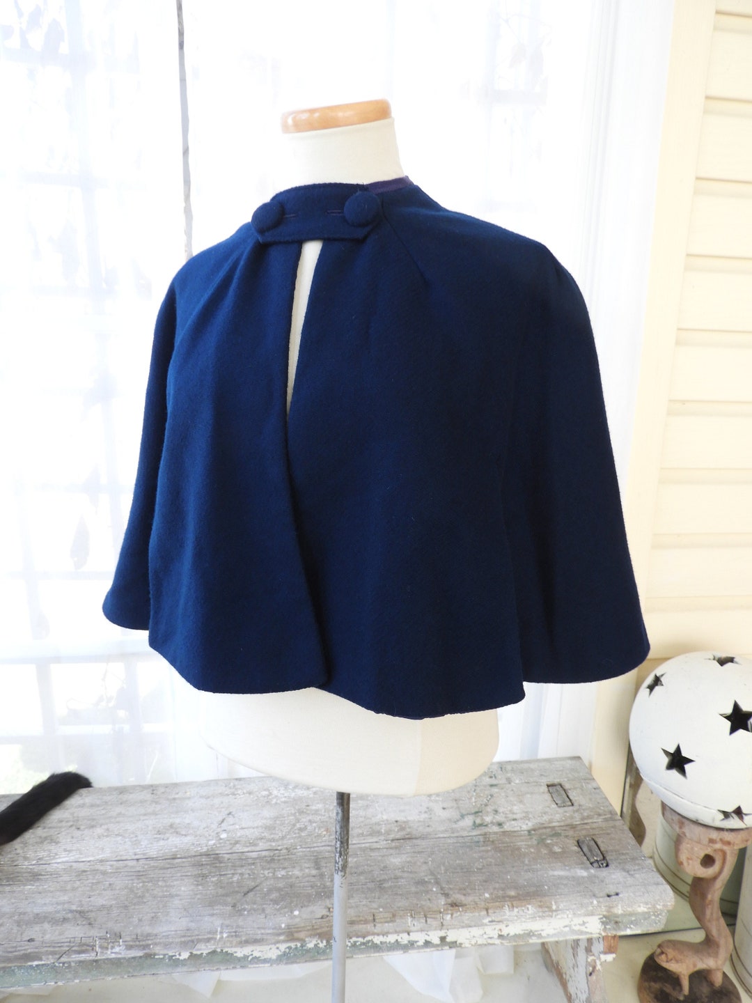 Vtg 1940's Navy Blue Wool Cape|art Deco Blue Nurse Capelet|vtg Homemade ...