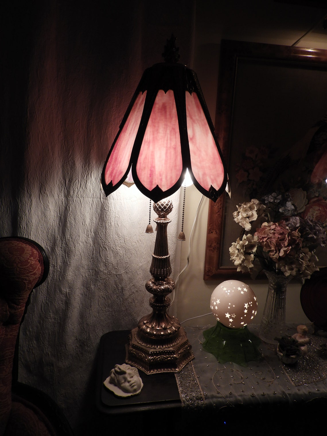 Rare Victorian Tall Pink Italian Lamps Vtg Pink Slag Glass | Etsy