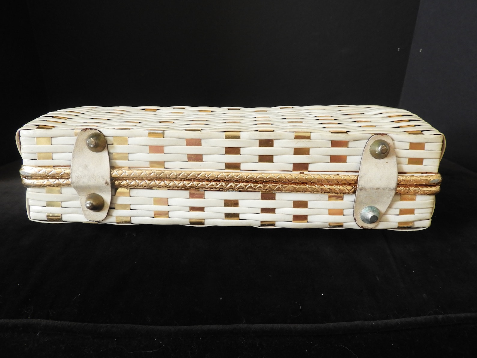 Vtg 1960's Mod White & Gold Plastic Tube Purse|vtg Retro Large Purse ...