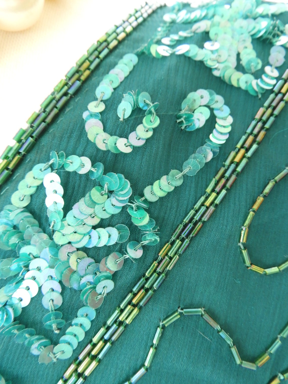 Vintage Laurence Kozar Green Beaded Sequin Top | 1980s Silk SS Sz M - Etsy
