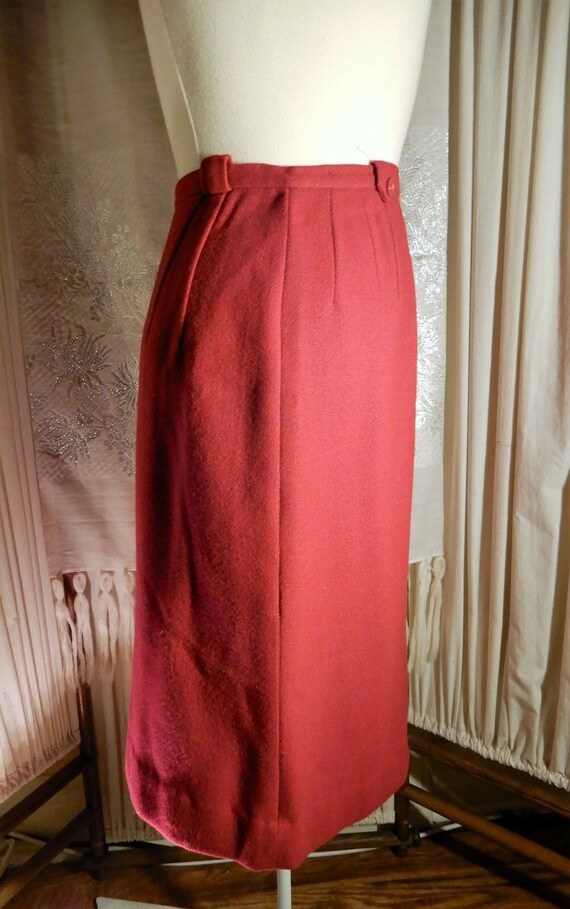 TERRIFIC Vtg 1960's Red Skirt, Red Wool Pencil Skirt… - Gem