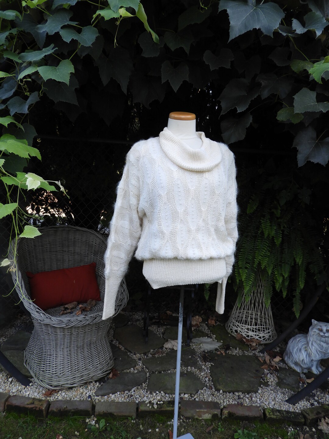 Vtg 1980's Off-white Cowl Neck Sweater|vtg Ann Katrine Cinched Waist ...