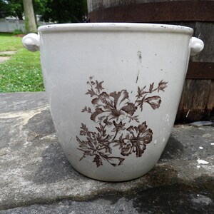 Antique Ironstone Bucket, Slop Bucket, Brown White Floral, Transferware ...