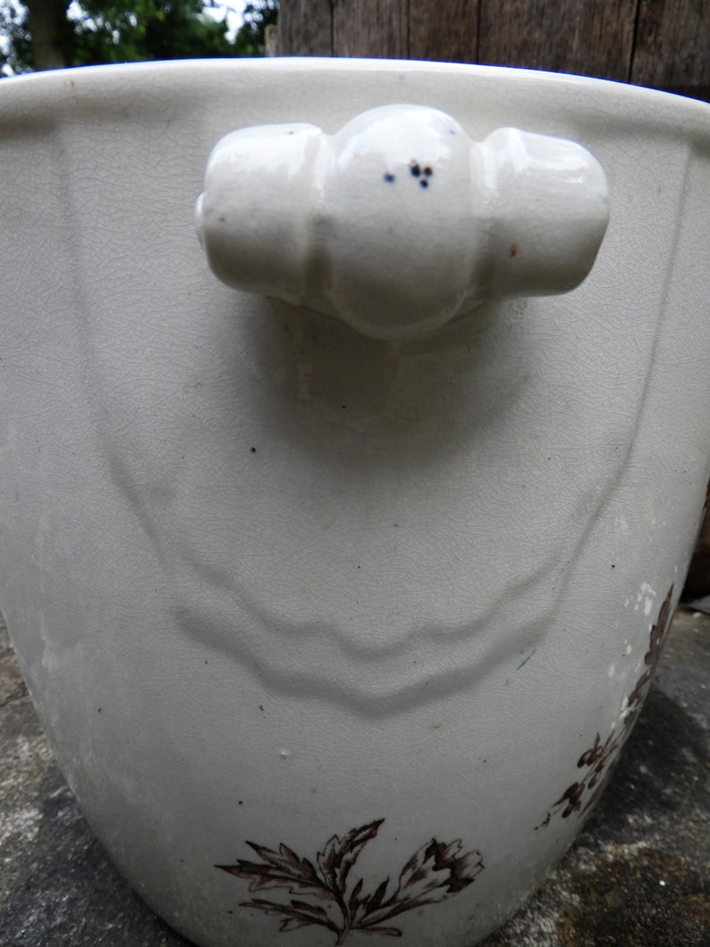 Antique Ironstone Bucket Slop Bucket Brown White Floral - Etsy