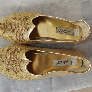 Vtg Unisex Gold Embroidered Slippersvtg Mozri Gold Metal Embroidered ...
