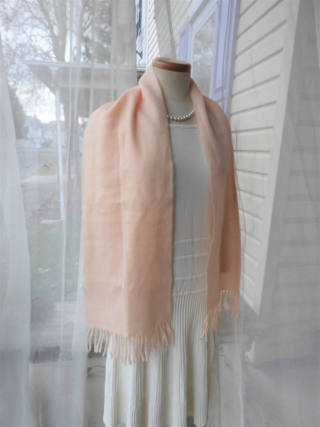 Vtg Light Pink Wool Winter Scarf|vtg Long Pink Wool Scarf|pastel Pink ...