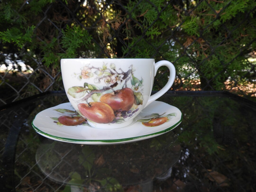 Vintage Apple Tea Cup and Saucer Set | Formalities Bone China - Etsy