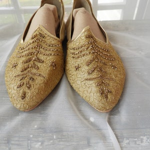 Vtg Unisex Gold Embroidered Slippersvtg Mozri Gold Metal Embroidered ...