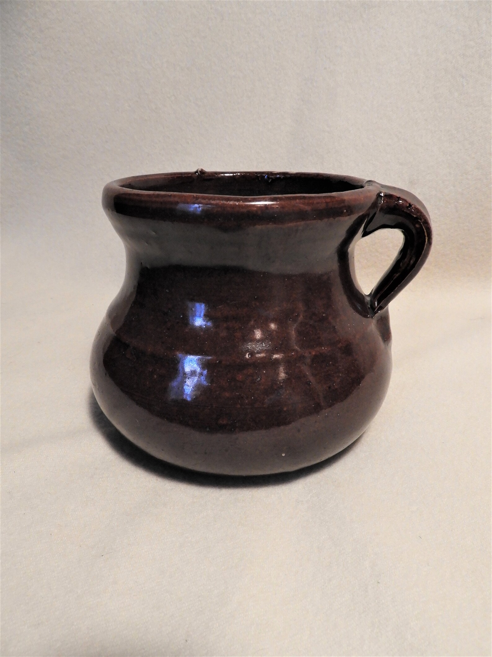 PRIMITIVE Brown Pottery, Glazed Pottery Handled Stoneware, Brown Vase ...