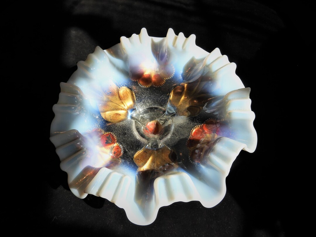 Antique Goofus Glass, Opalescent Northwood Bowl, Tri-footed Compote ...