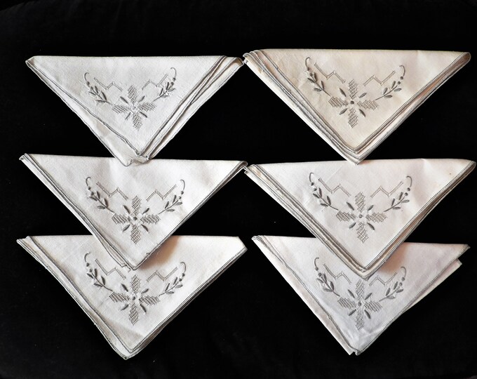 Vintage Off-white Napkins, Set of 6 Formal Napkins, Hemstitched ...
