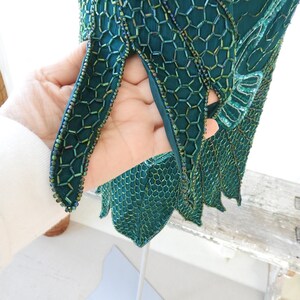 Vintage Laurence Kozar Green Beaded Sequin Top | 1980s Silk SS Sz M - Etsy