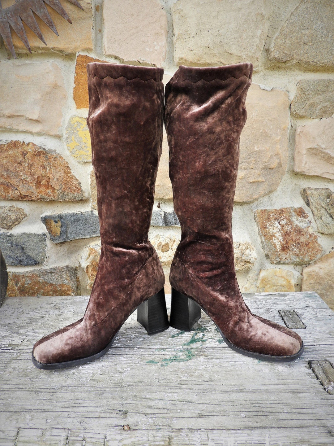 Vintage Vera Gomma Velour Boots Italian Brown Boots Sz 5 - Etsy