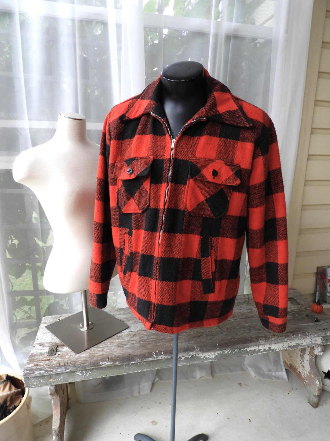 Vtg 1970's Men's Buffalo Plaid Fleece Lined Jacket|retro Envoy Red ...