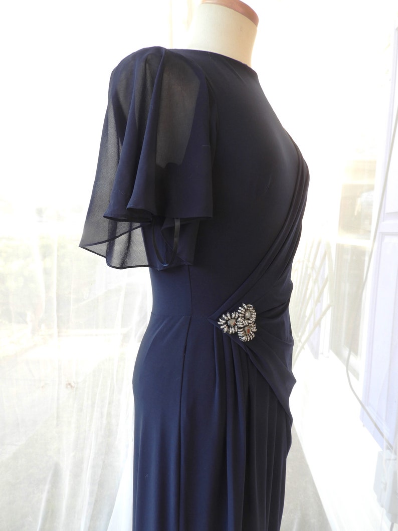 Vtg Navy Blue Formal Gownvtg Pageant Blue Draped Ralph Lauren - Etsy