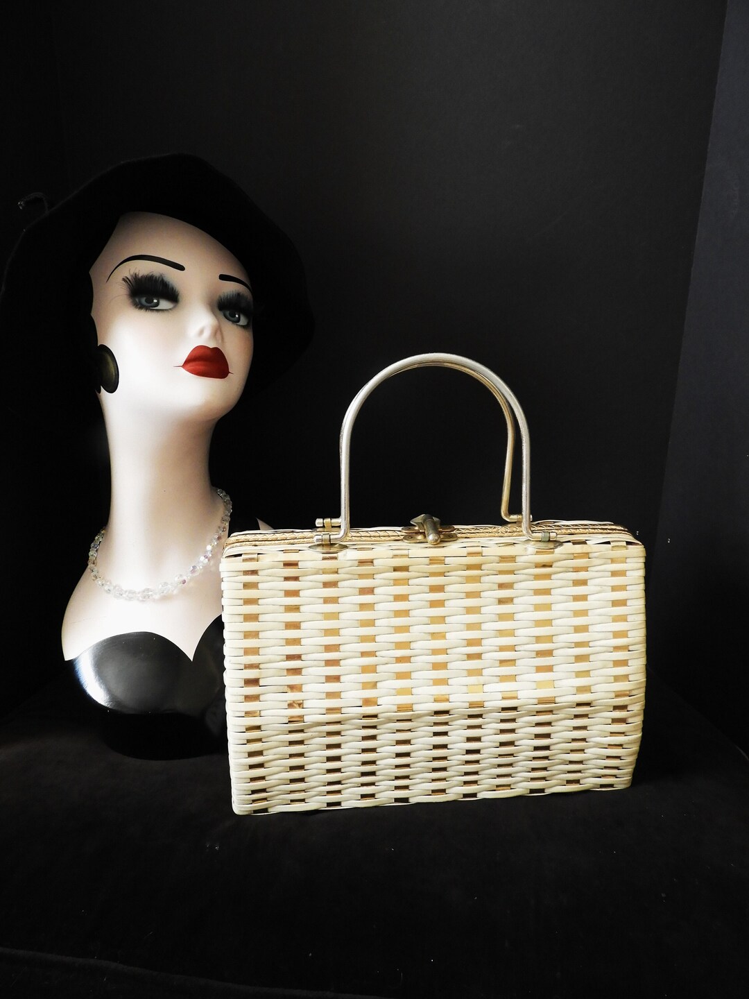 Vtg 1960's Mod White & Gold Plastic Tube Purse|vtg Retro Large Purse ...