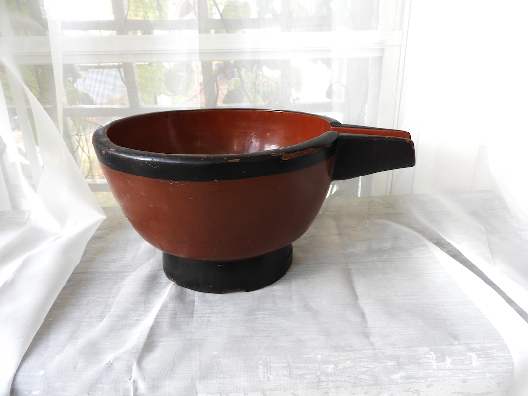 Antique Negoro Lacquered Sake Bowl|vtg Edo Period One Spouted Sake ...