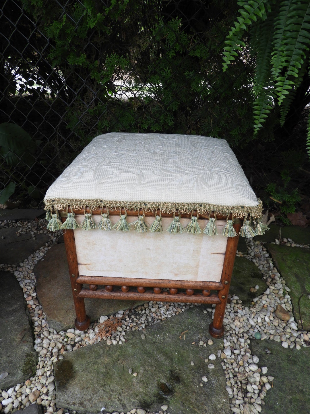 Antique Oak Foot Stool/knitting Chest|victorian Oak White Sewing Chest ...