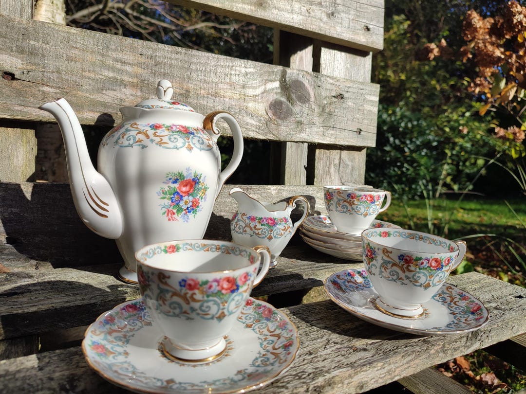 TUSCAN Fine English China, Tea Pot, Creamer, 3teacups & 6saucers in ...