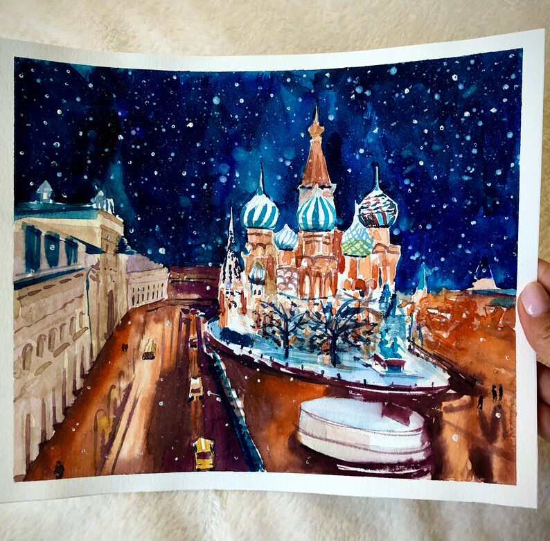 Red Square of Moscow Original Watercolor - Etsy