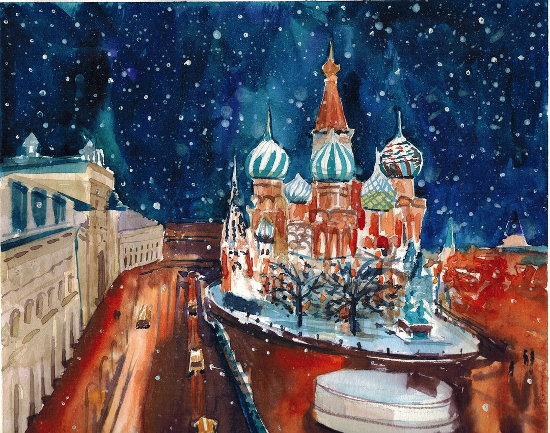 Red Square of Moscow Original Watercolor - Etsy