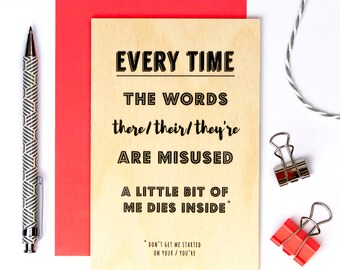 Funny grammar card | Etsy