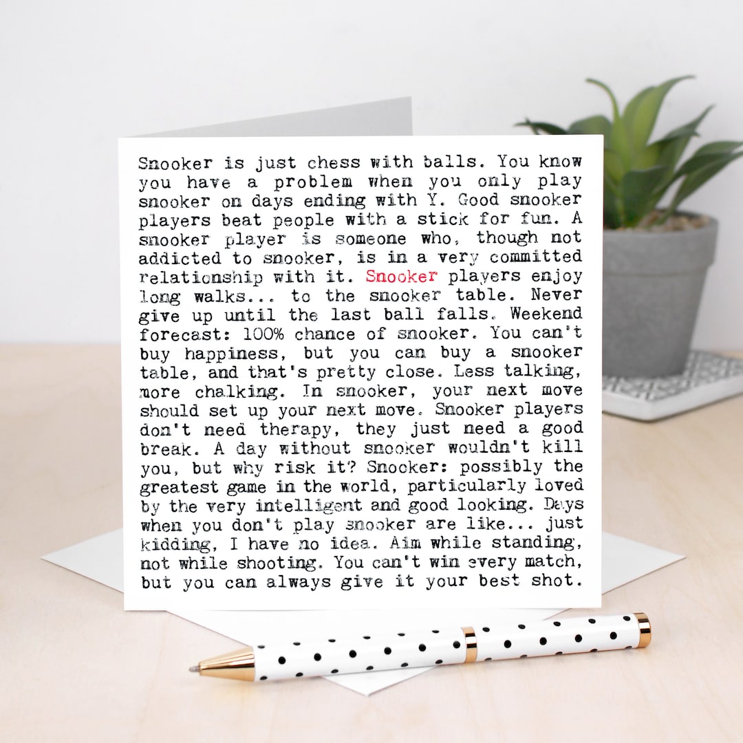Snooker Birthday Card GC1719 - Etsy
