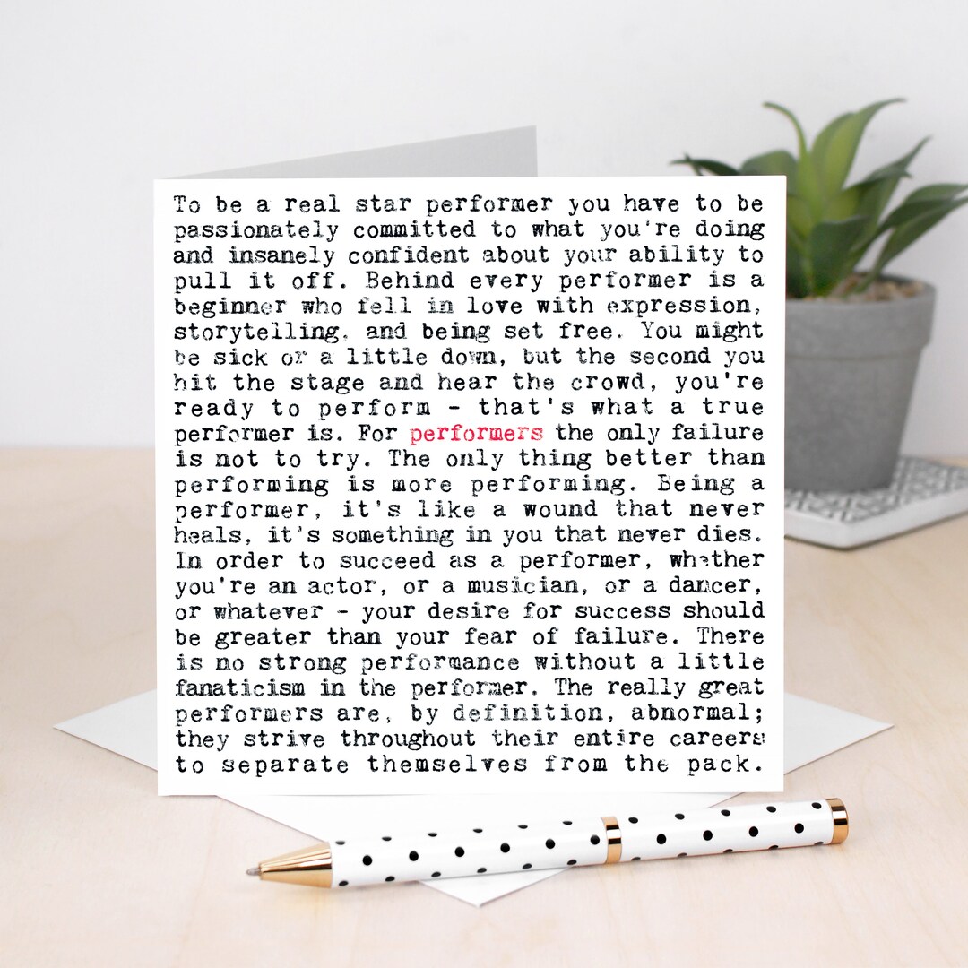 Performers Card for Theatre Students, Dancers, Actors on Stage GC201-1 ...