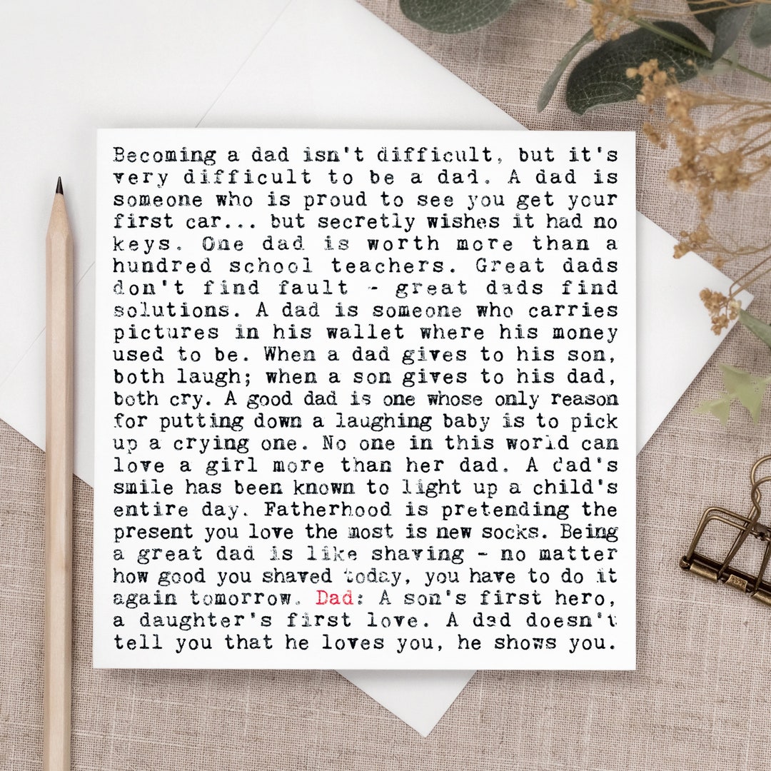 Thoughtful Dad or Daddy Card, Heartwarming Quotes for Dads GC714 ...