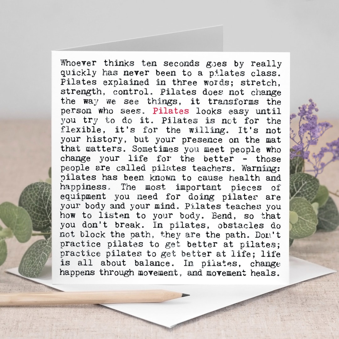 Pilates Quote Card, Gift for Pilates Teacher GC668-1 - Etsy