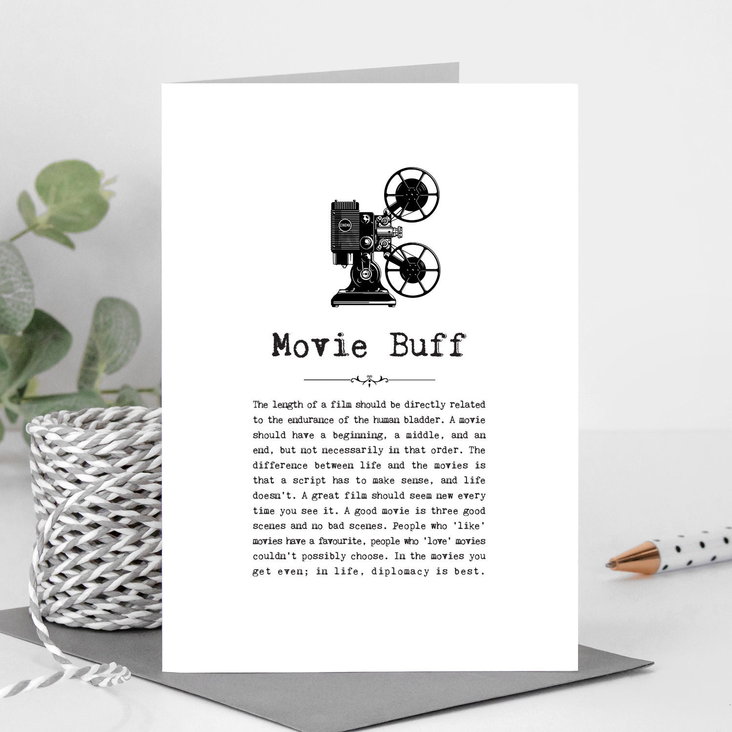 Movie Buff Card for Film Lovers GC022-1 | Etsy