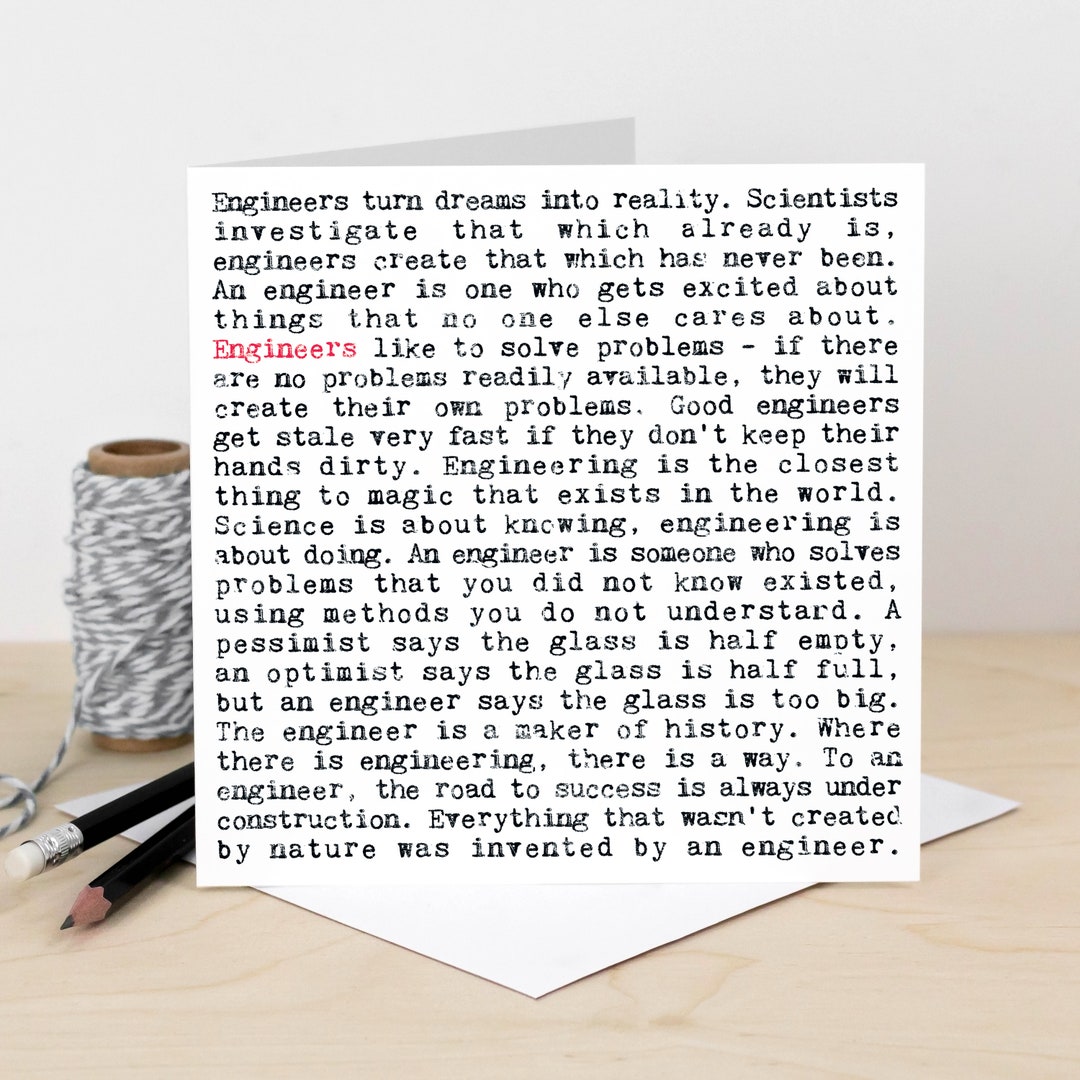 Engineers Greeting Card for Engineering Students GC204-1 - Etsy
