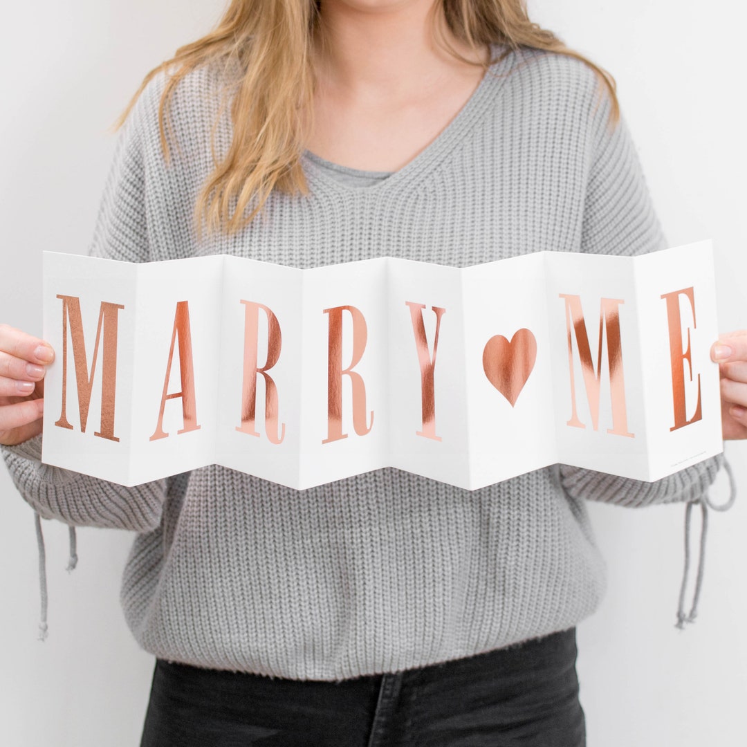 Marry Me Banner Card: Rose Gold Foil Proposal Sign - Etsy