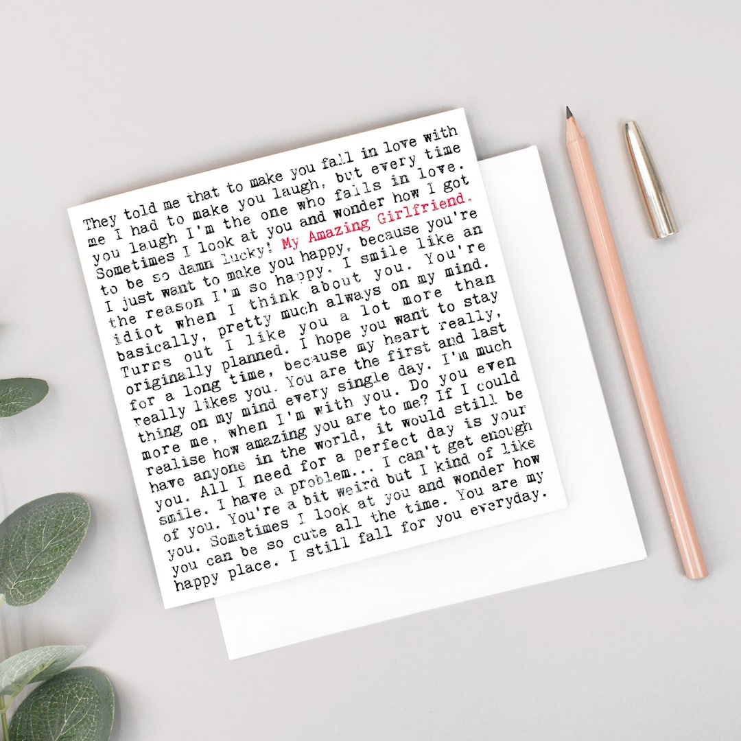 My Amazing Girlfriend Card With Romantic Quotes for Her GC853 - Etsy