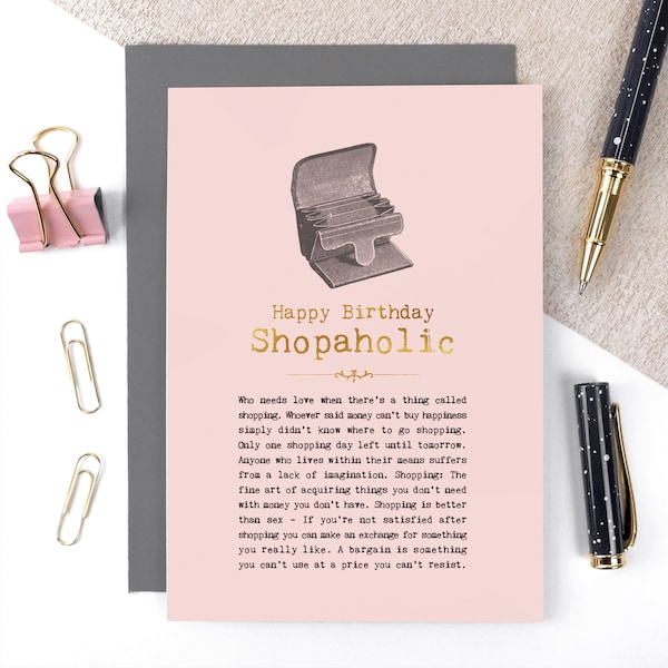 Shopaholic Birthday Card - Etsy