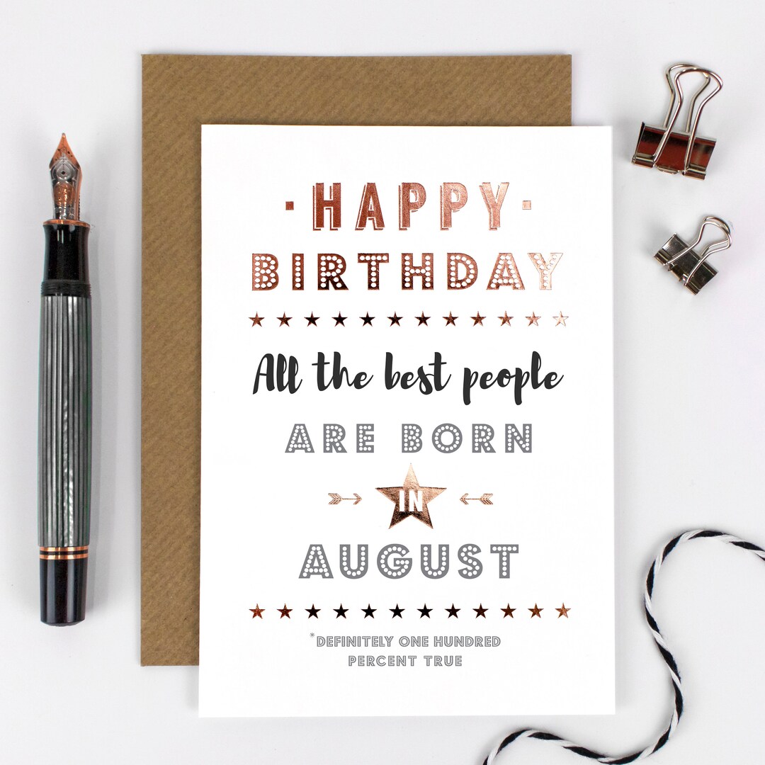 August Birthday Card GC677 - Etsy